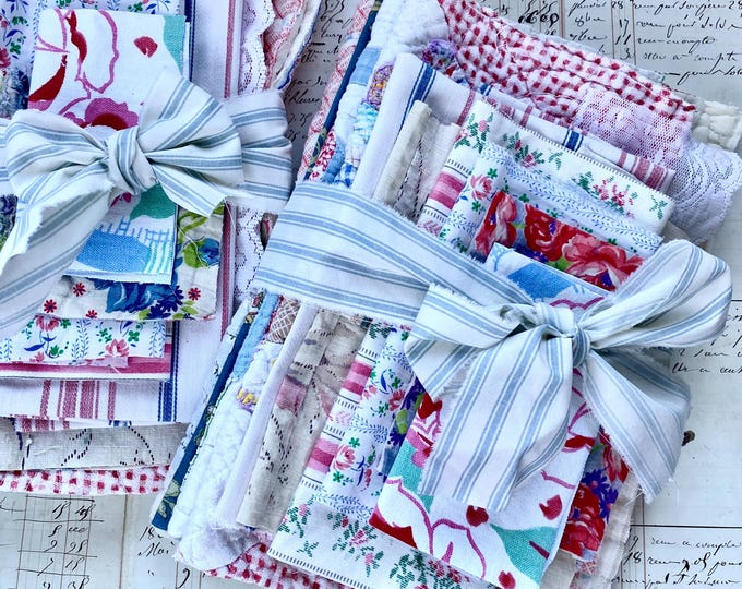 Lovely Quilt and Vintage Fabric Bundle, Quilting, Slow Stitch, Sewing ...