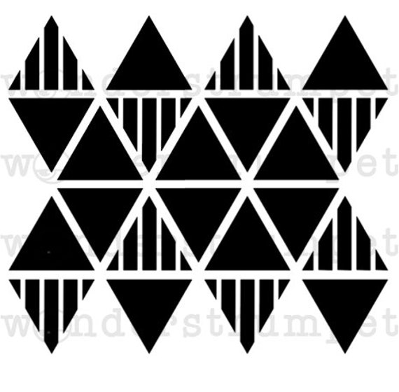 Striped Triangles Background Stencil | Etsy