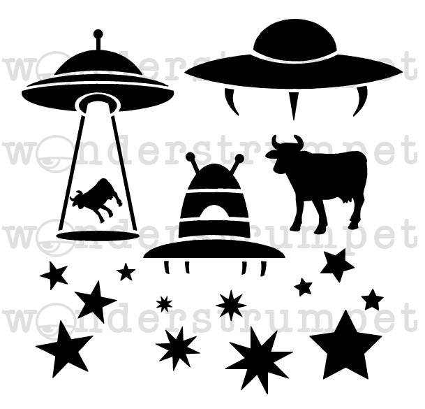 UFO Stealing Cows Stencil | Etsy