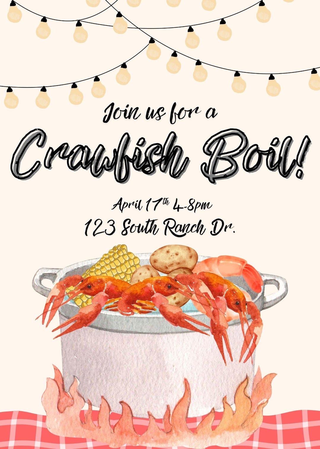 Crawfish Boil Editable Canva Invitation Digital Download Etsy