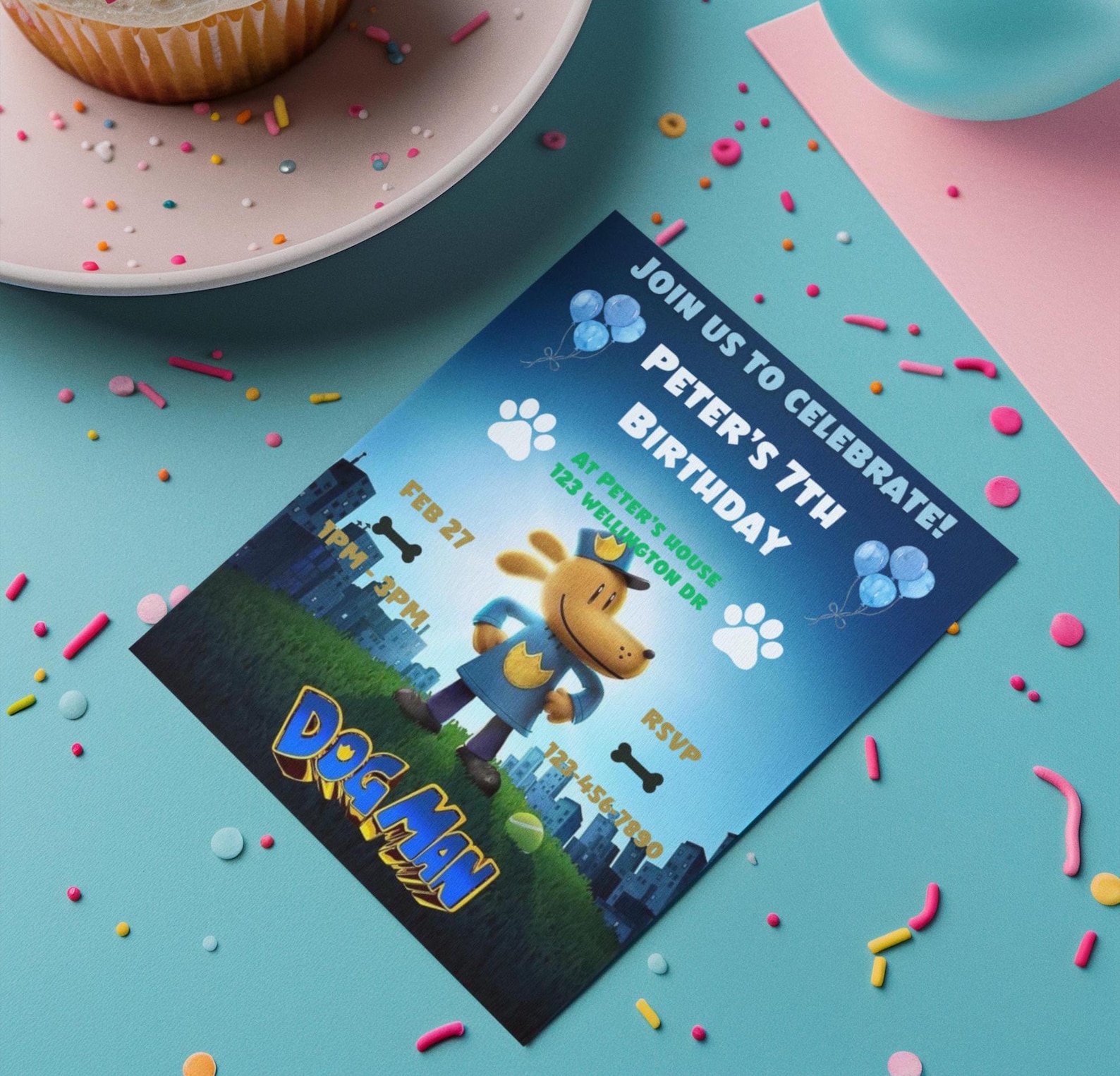 Editable Dog Man Birthday Invitation, Dogman Birthday, Birthday Party ...