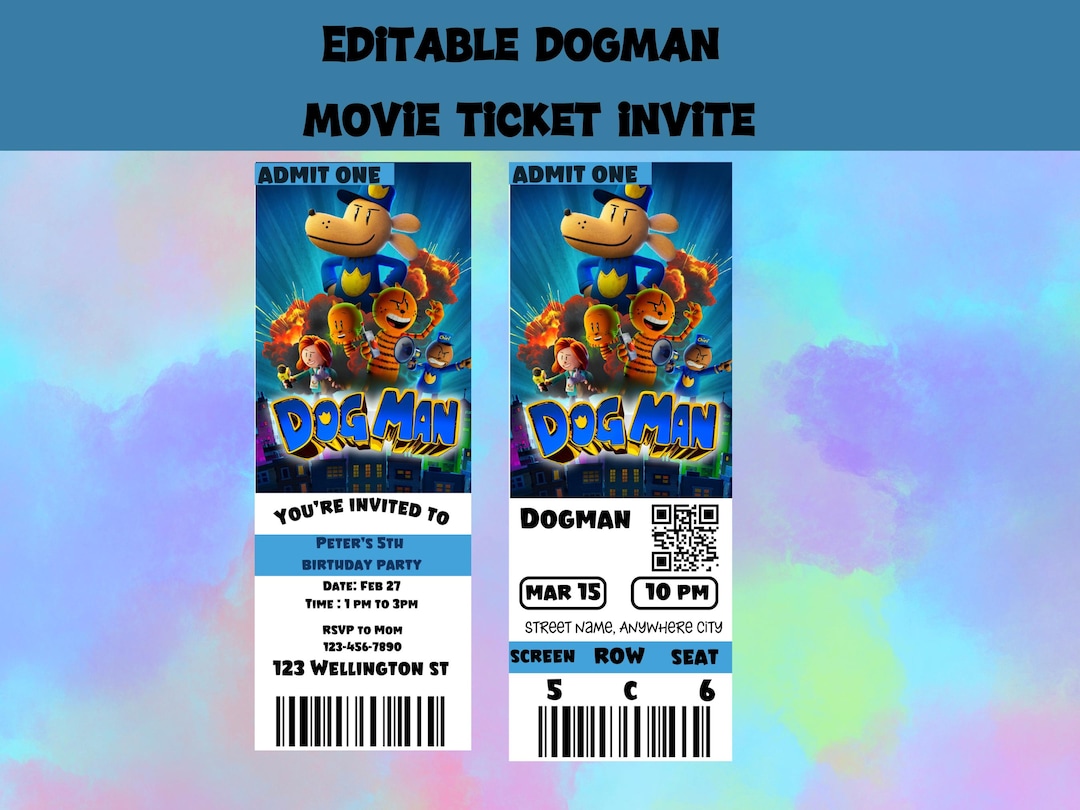 Editable Dog Man Birthday Invitation, Dogman Birthday, Birthday Party ...