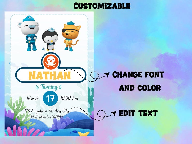 Editable the Octonauts Birthday Invitation Template, Printable Birthday ...