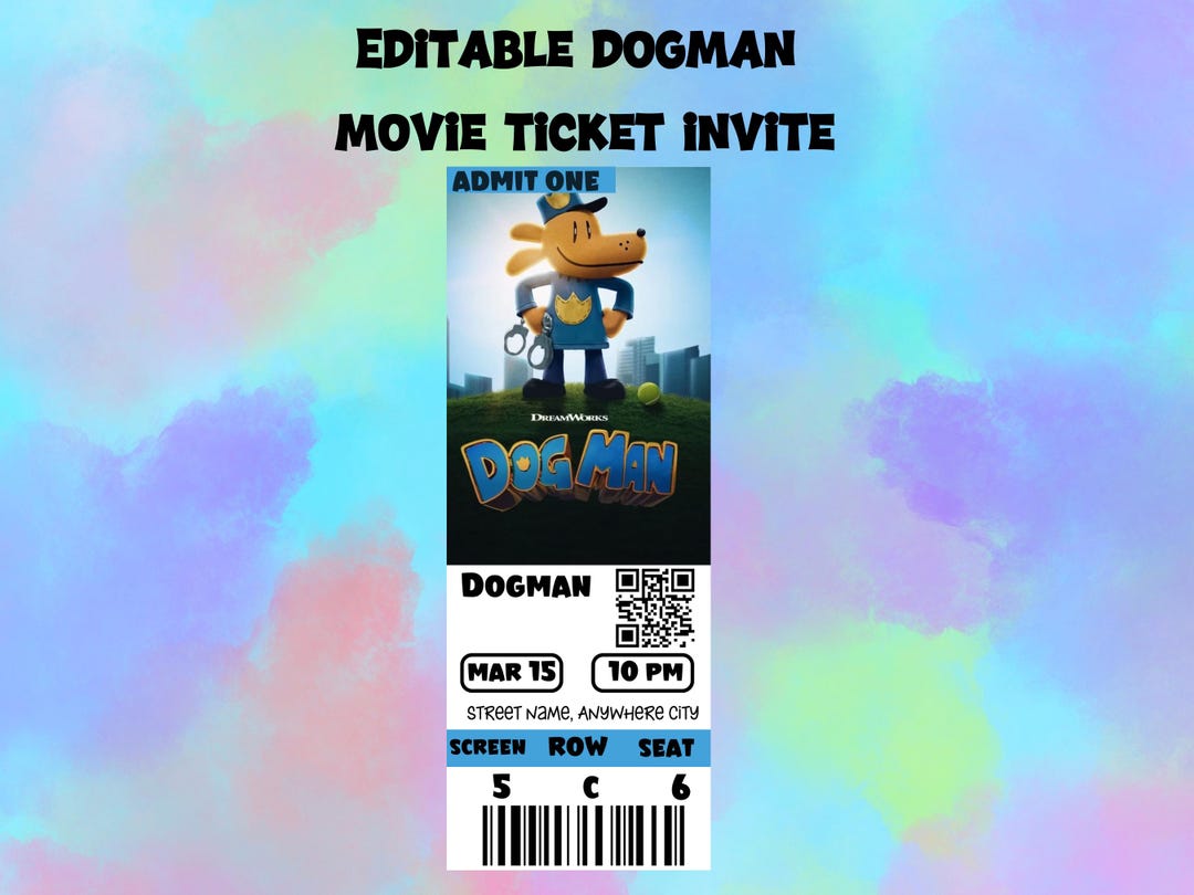 Editable Dog Man Birthday Invitation, Dogman Birthday, Birthday Party ...