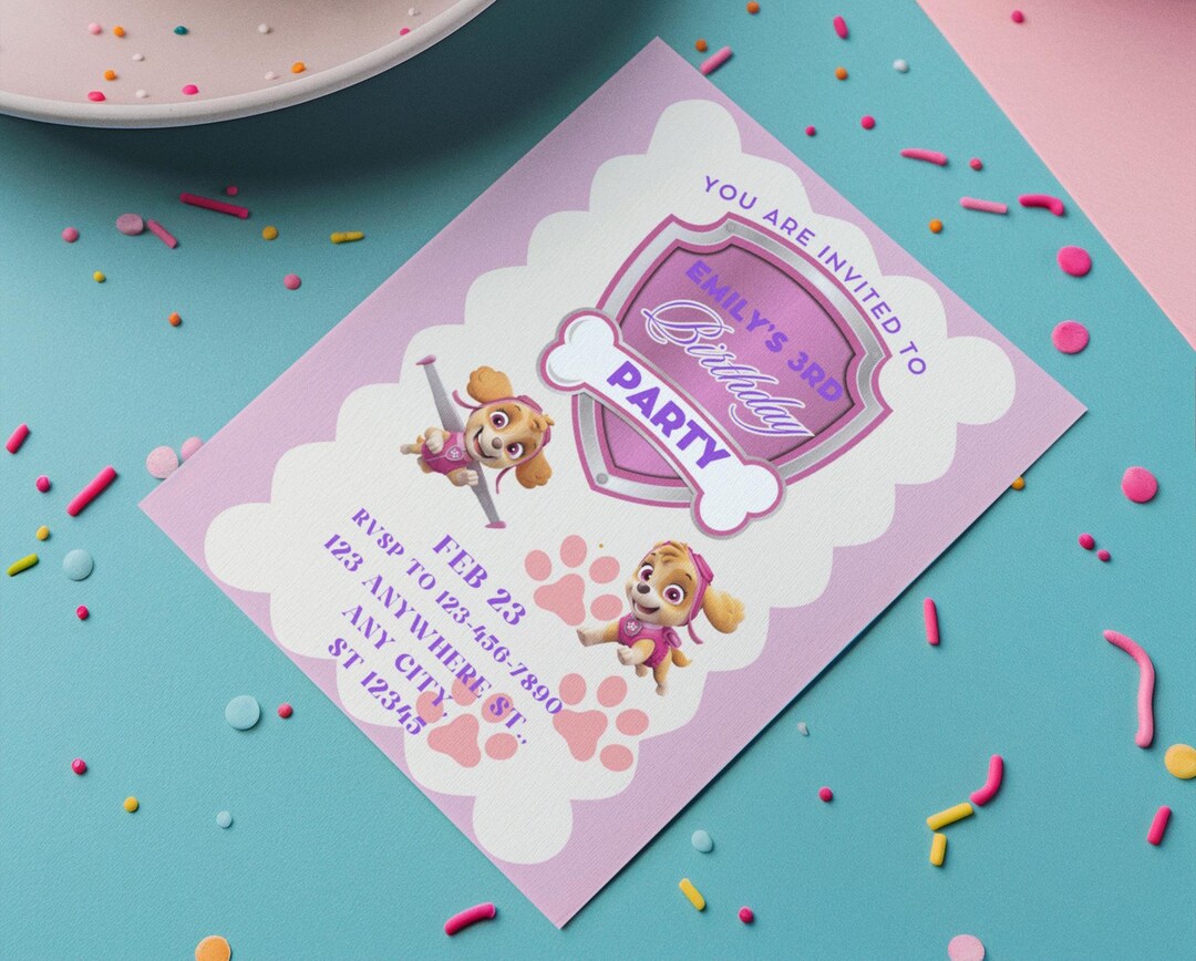 Skye Birthday Invitation, Calling All Pups Invitation, Paw Patrol ...