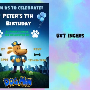 Editable Dog Man Birthday Invitation, Dogman Birthday, Birthday Party ...