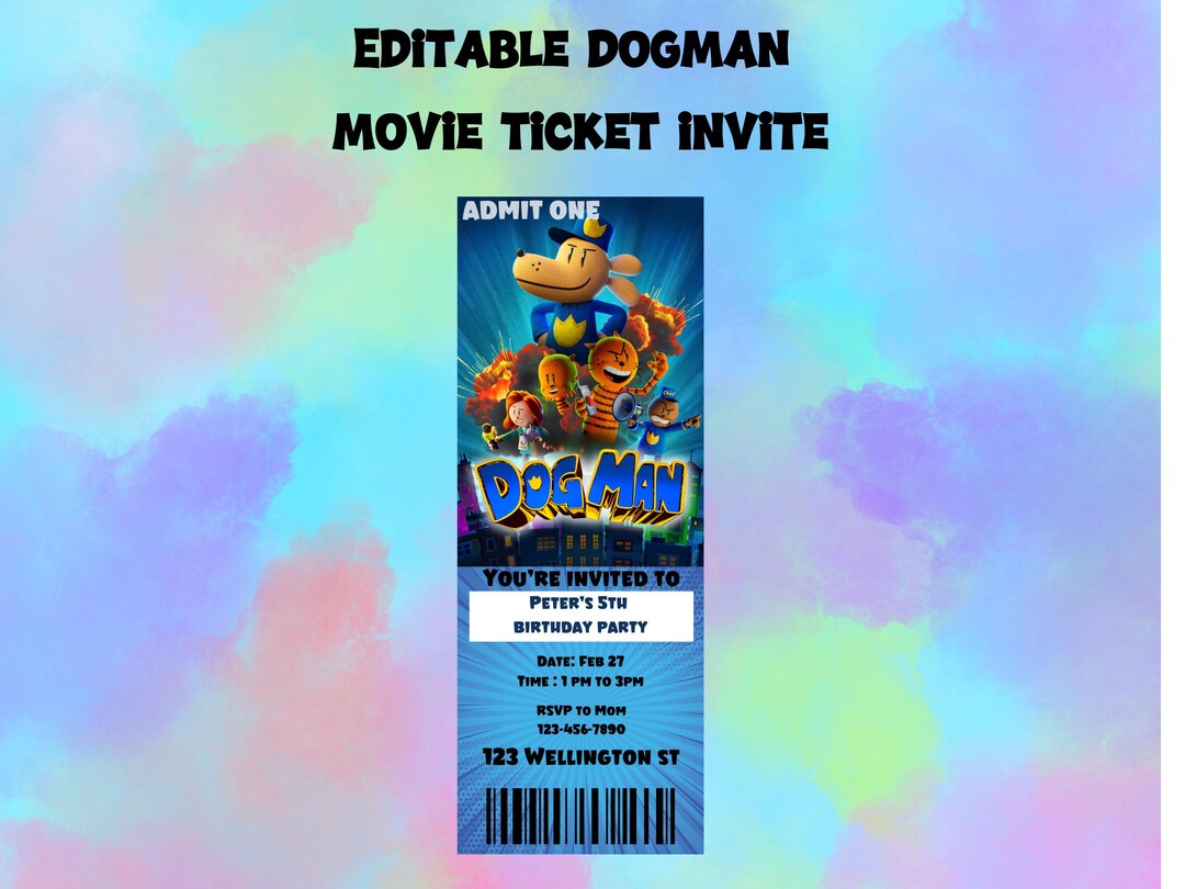 Editable Dog Man Birthday Invitation, Dogman Birthday, Birthday Party ...