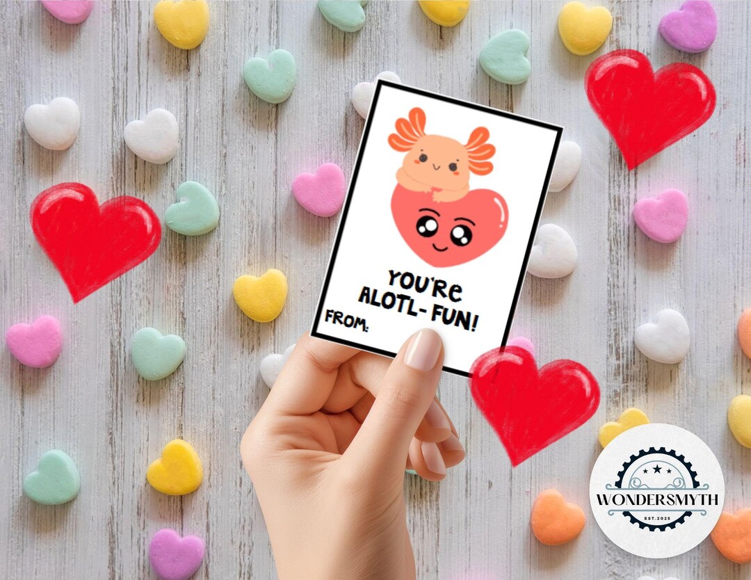 Axolotl Valentine's Day Cards, Axolotls Valentine, Classroom Valentine ...