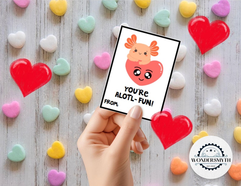 Axolotl Valentine's Day Cards, Axolotls Valentine, Classroom Valentine ...