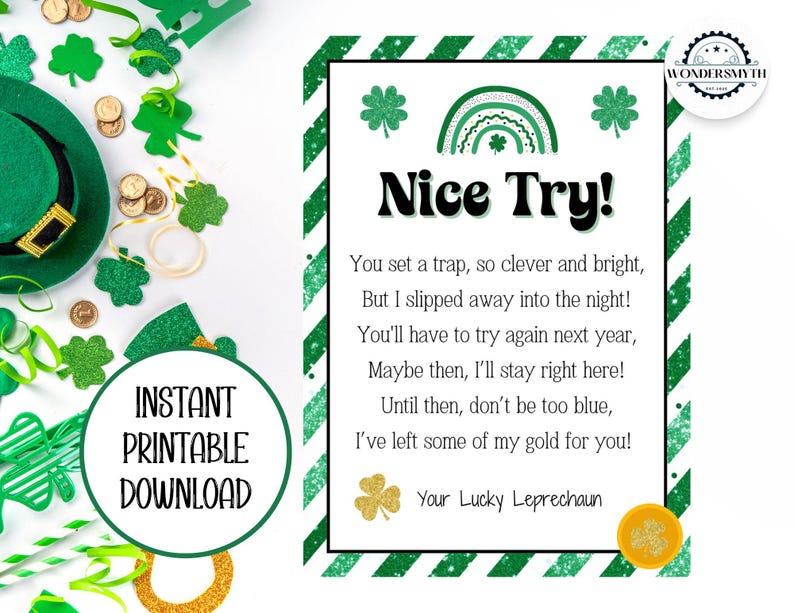 St Patricks Day Kids Printable, Leprechaun Letter Printable, Leprechaun ...