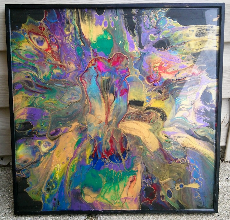 Original Abstract Art Iris" 16x16" Acrylic Pour - Etsy