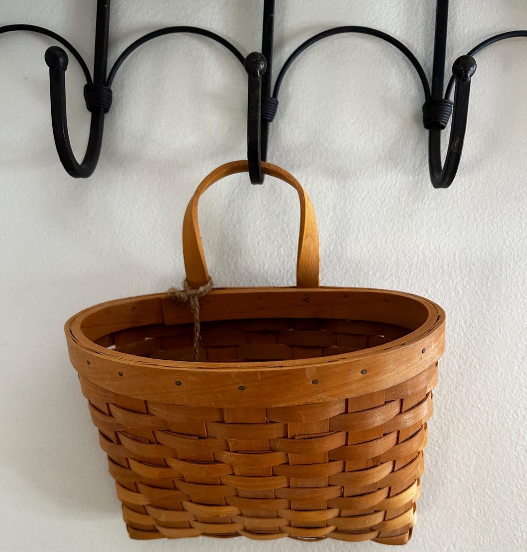 Vintage Home Interiors Woven Wood Basket With Handle – Cottagecore Wall ...