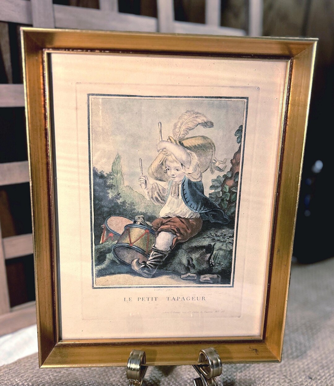 Antique French Hand-colored Lithograph: “la Petite Friande” - Gold ...