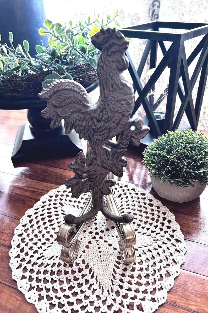 Vintage Cast Iron Rooster Double Hook: Rustic Brown Wall Mount - Etsy