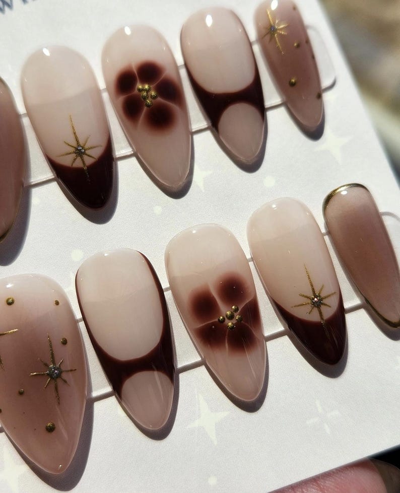 Brown Soft Nail Set - Etsy