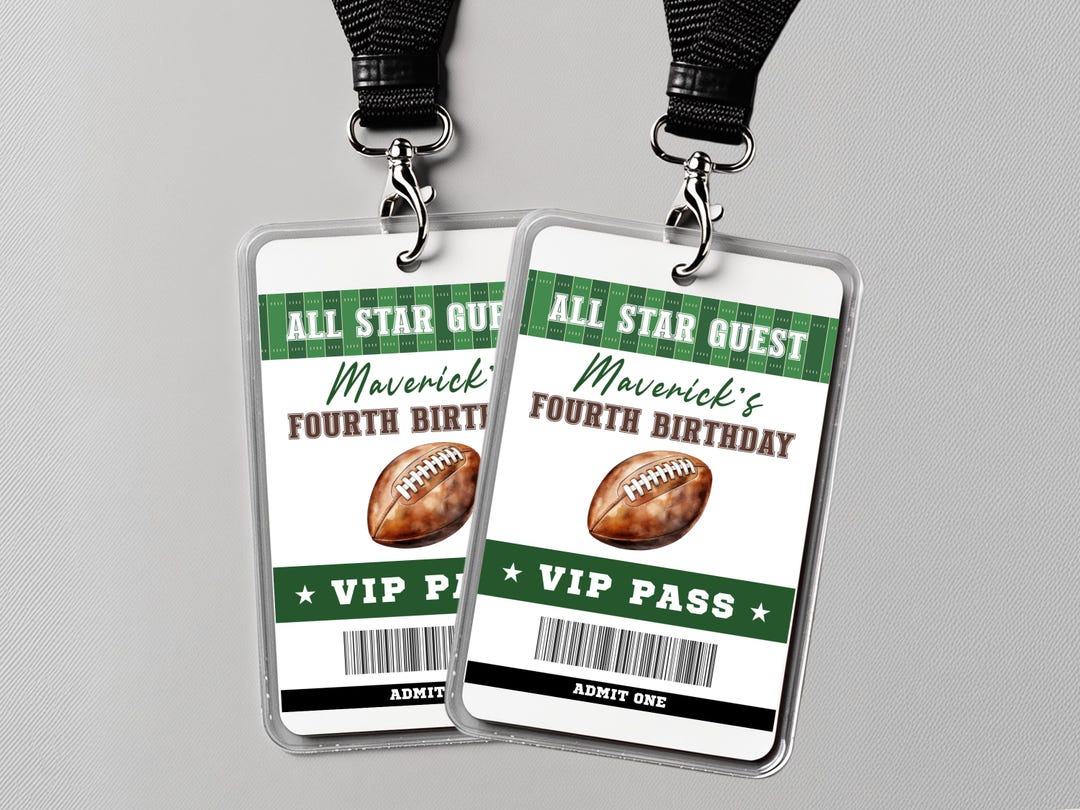 Football Birthday VIP Pass, First Year Down Party Decor, Sports ...