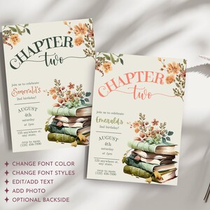 Chapter Two Birthday Invitation, Book Themed Second Birthday Party ...