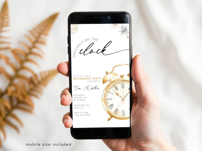 Off the Clock Retirement Party Invitation, Editable Surprise Retirement ...