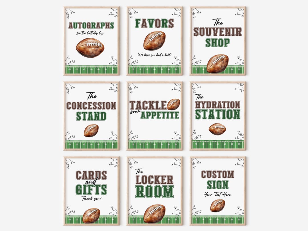 Football Party Signs Bundle, First Year Down Birthday Signs, Draft ...