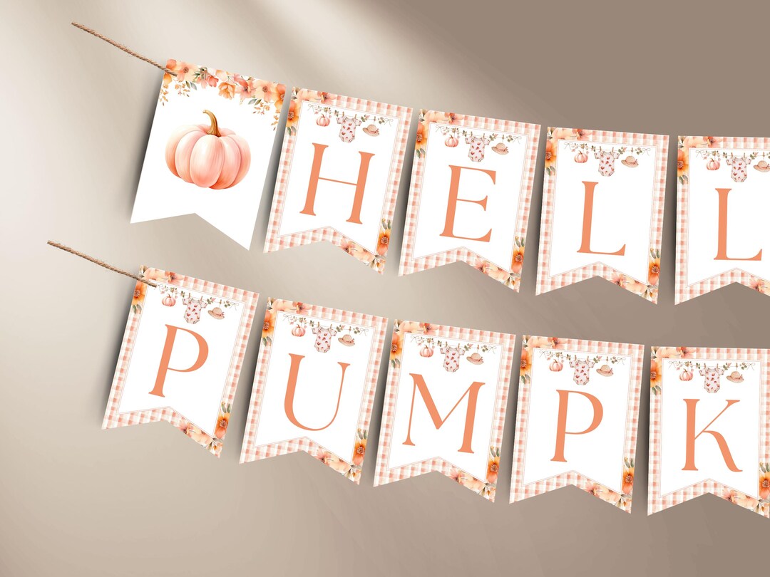 Pumpkin Baby Shower Banner, Printable Fall Baby Shower Sign, Editable ...