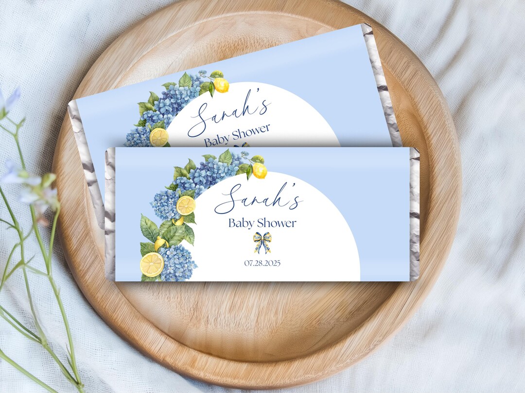 Lemon Baby Shower Chocolate Bar Wrappers, Ciao Baby Shower Decor ...