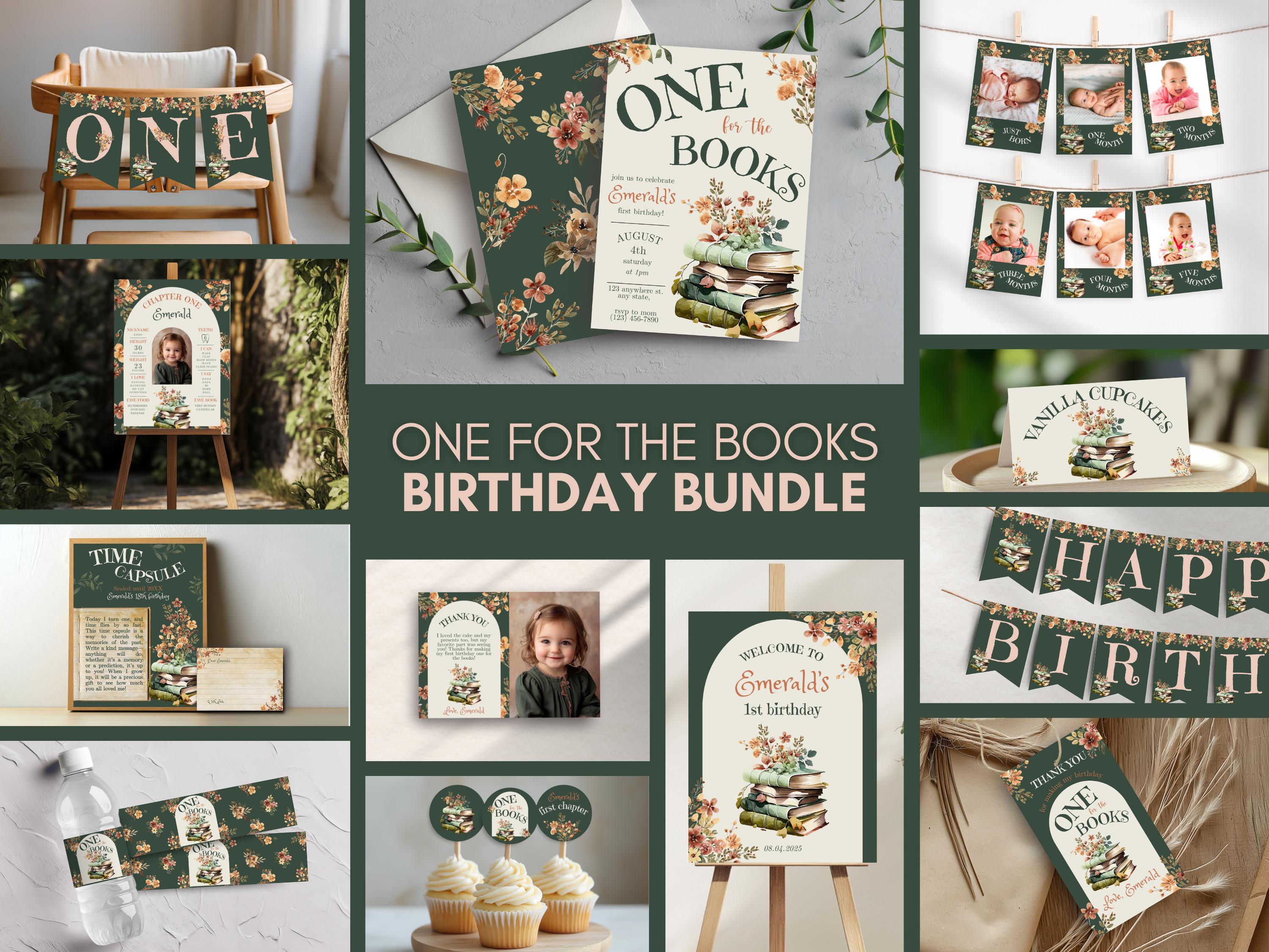 One for the Books Birthday Bundle, Chapter One Party Kit, Printable ...