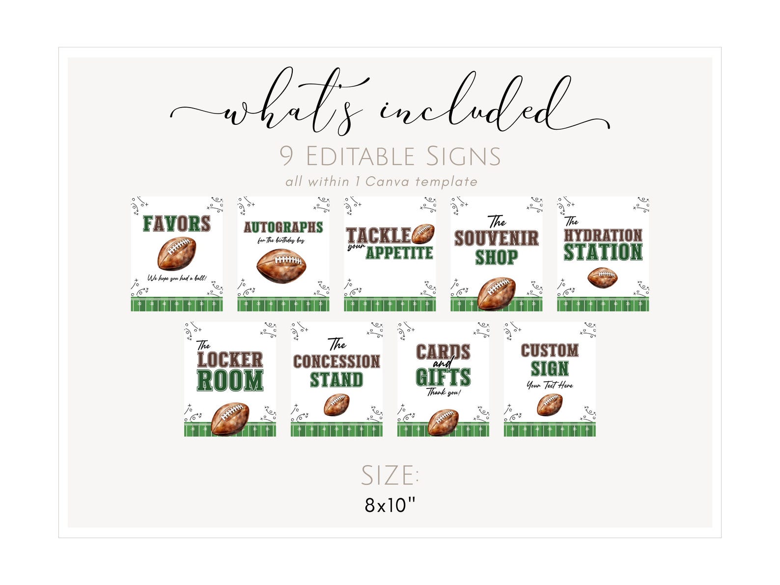 Football Party Signs Bundle, First Year Down Birthday Signs, Draft ...