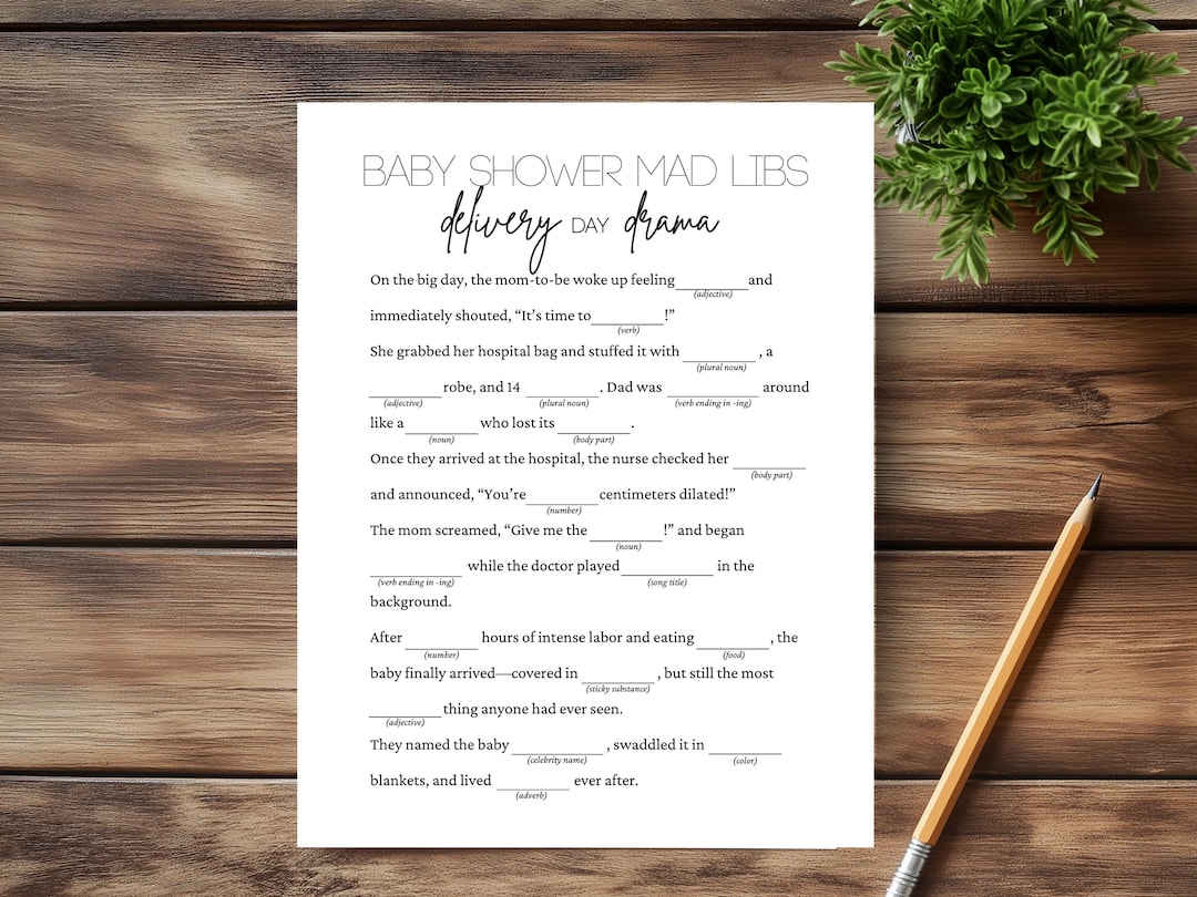 Funny Baby Shower Game, Baby Shower Mad Libs, Hilarious Baby Story ...