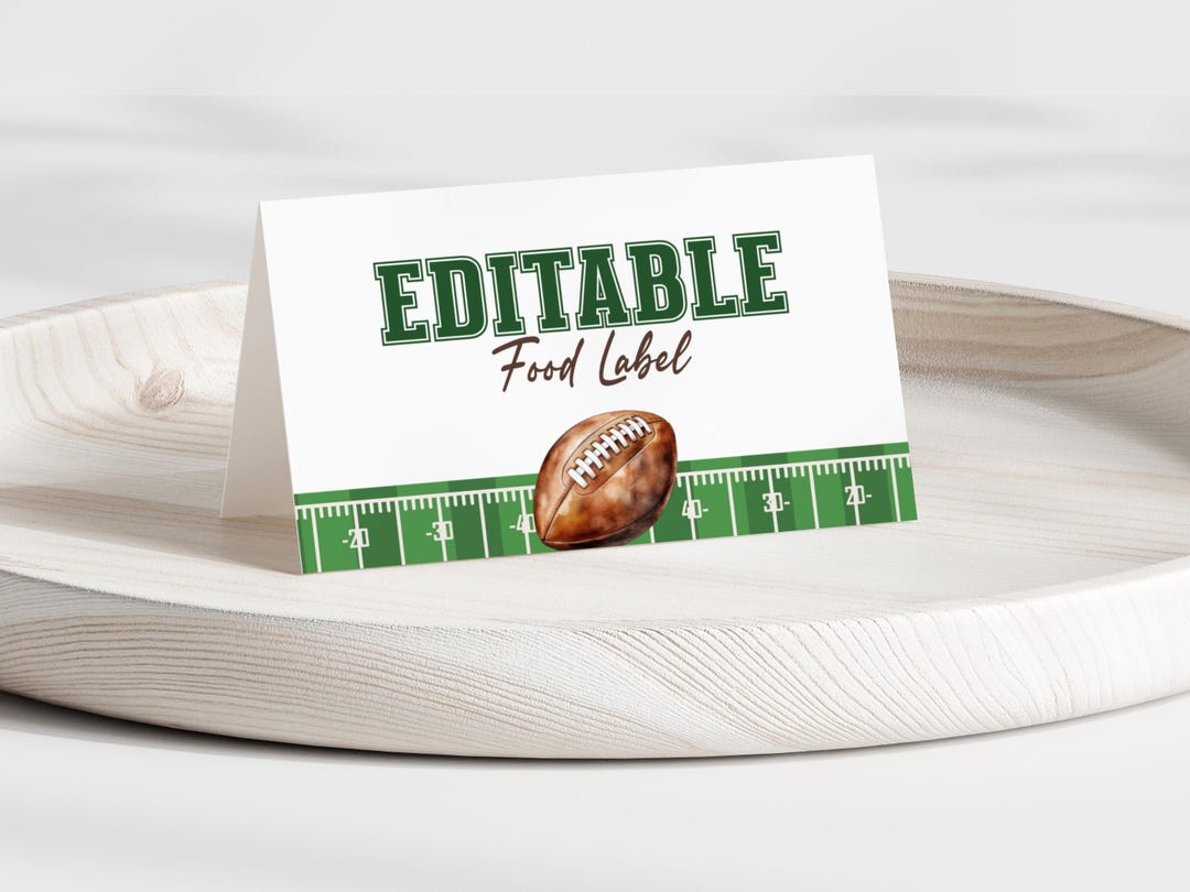 Football Food Labels, First Year Down Party Decor, Football Birthday ...
