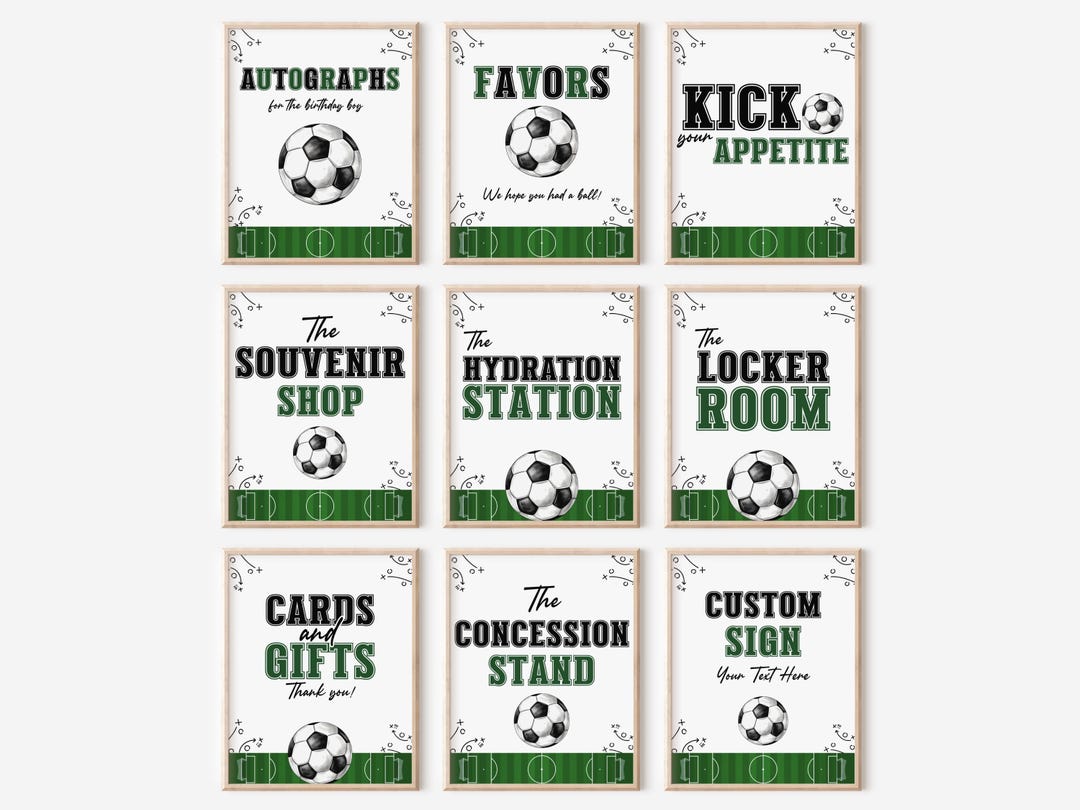 Soccer Party Signs Bundle, Soccer Birthday Signs, Football Party Decor ...