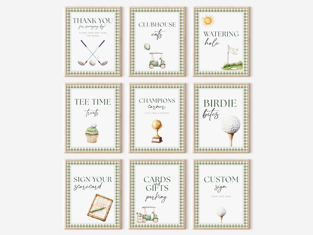 Editable Golf Party Signs Bundle, Hole in One Birthday Signs, Golf ...