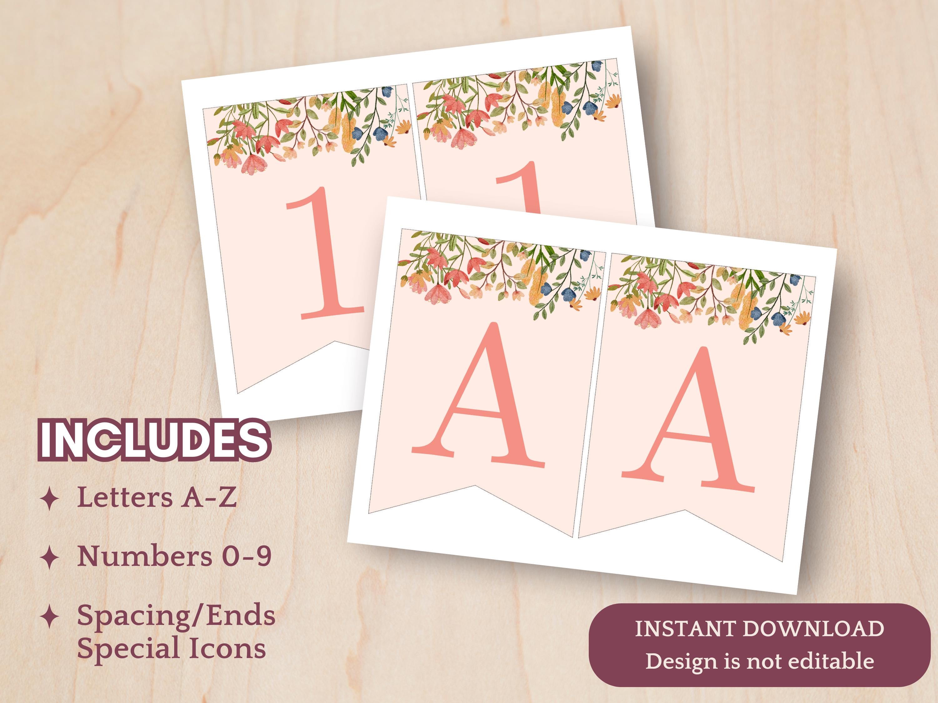 Printable Wildflower Happy Birthday Banner, Customizable Banner for ...