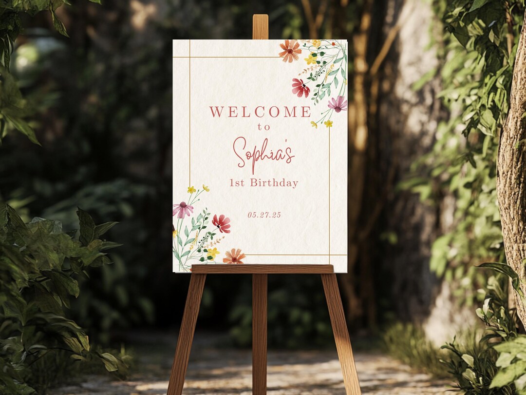 Wildflower Birthday Welcome Sign, Printable Floral Party Decor ...