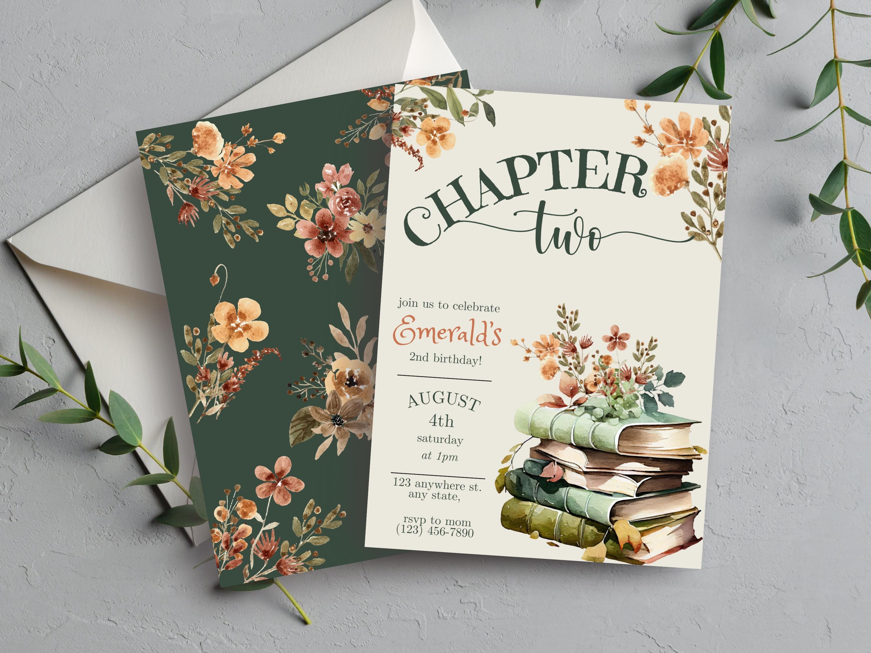 Chapter Two Birthday Invitation, Book Themed Second Birthday Party ...