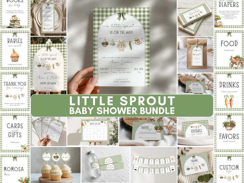 Little Sprout Baby Shower Invitation Bundle, Locally Grown Baby Shower ...