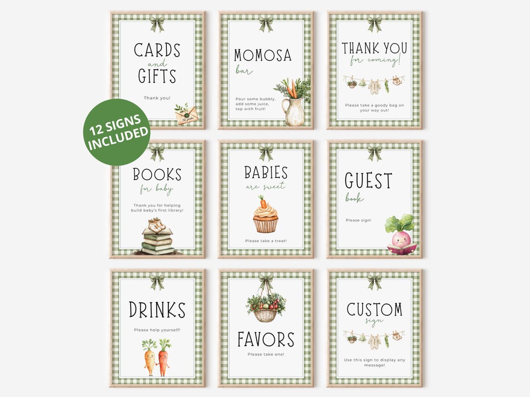 Little Sprout Baby Shower Signs Bundle, Farmers Market Baby Sprinkle ...