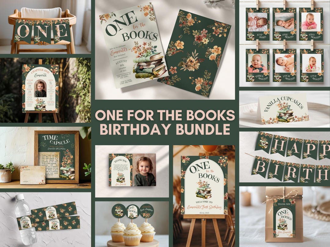 One for the Books Birthday Bundle, Chapter One Party Kit, Printable ...