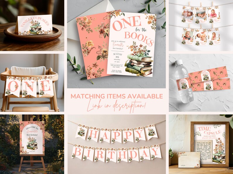 One for the Books Birthday Cupcake Toppers, Printable Book Theme ...