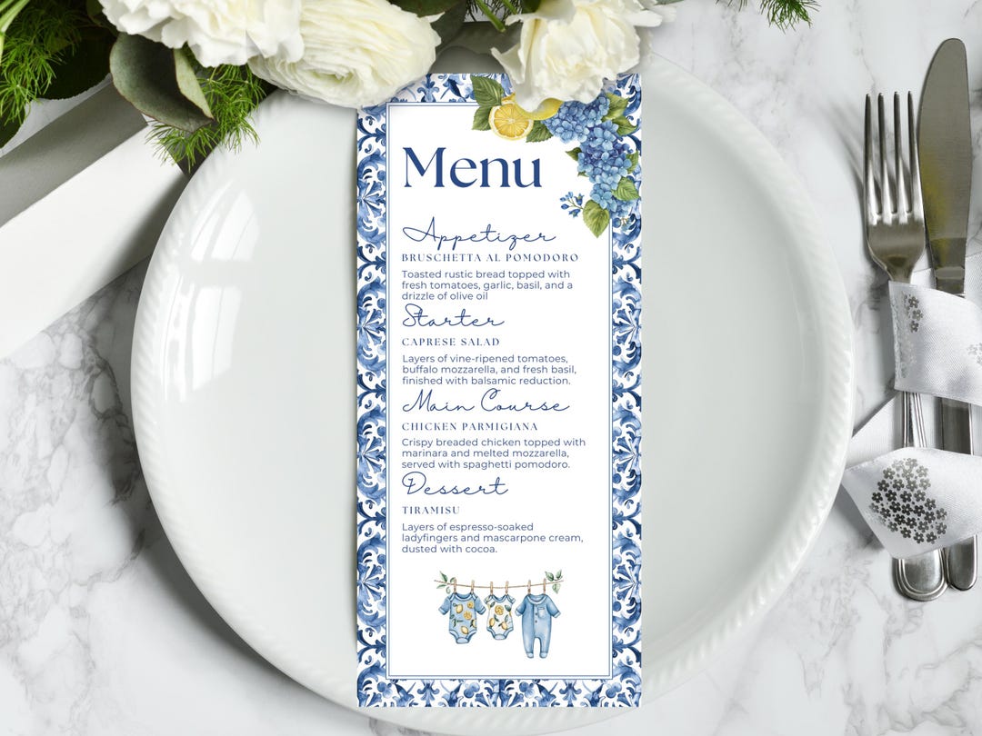 Ciao Baby Shower Menu, Lemon Baby Shower Decor, Italian Summer Bridal ...