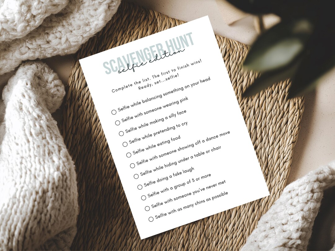 Selfie Scavenger Hunt Game, Printable Birthday Party Activity, Baby ...