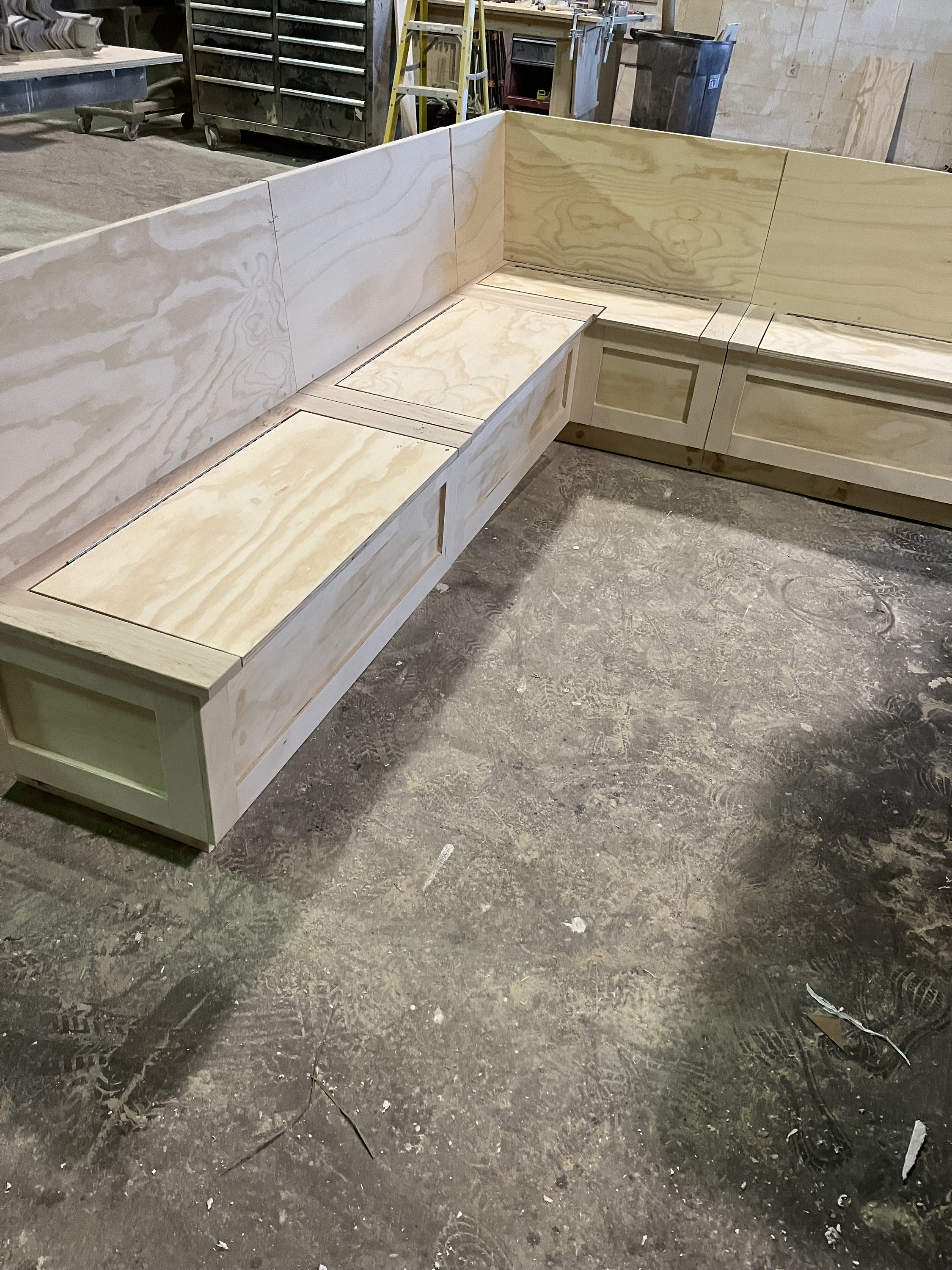Shaker Kitchen Nook Bench With Lid Storage: Raw Wood Corner Banquette ...