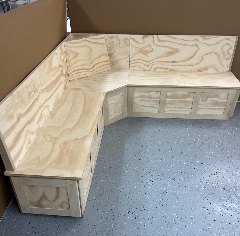 Angled Shaker Corner Bench With Storage Drawers: Kitchen Nook Seating ...