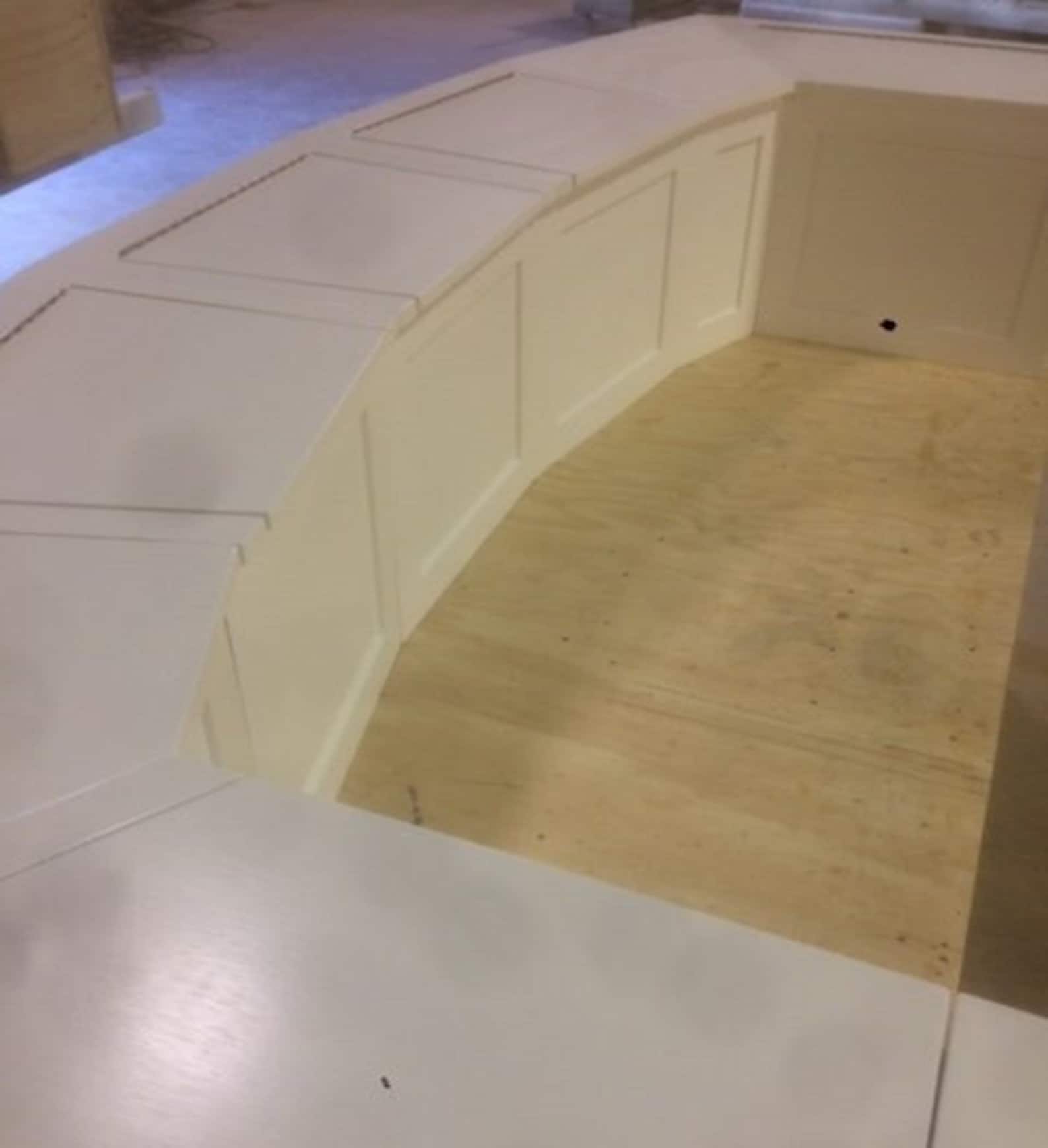 Custom Segmented Banquette Bench: Curved Kitchen Seating With Storage ...