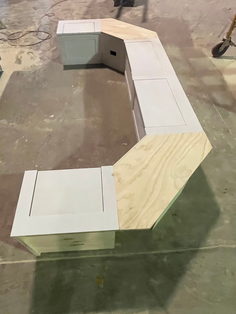 Custom Segmented Banquette Bench: Curved Kitchen Seating With Storage ...