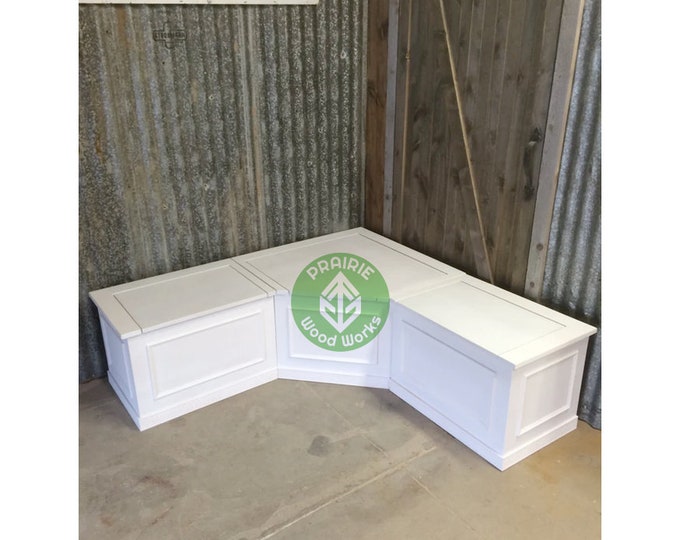 CUSTOM White - Kitchen Nook Corner Bench Seat With Storage- Farmhouse ...