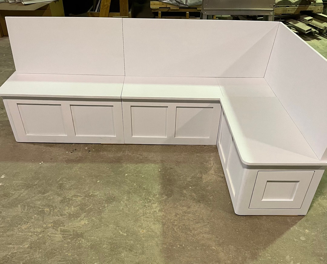 Custom Shaker Corner Bench With Storage Drawers: Kitchen Nook Seating ...