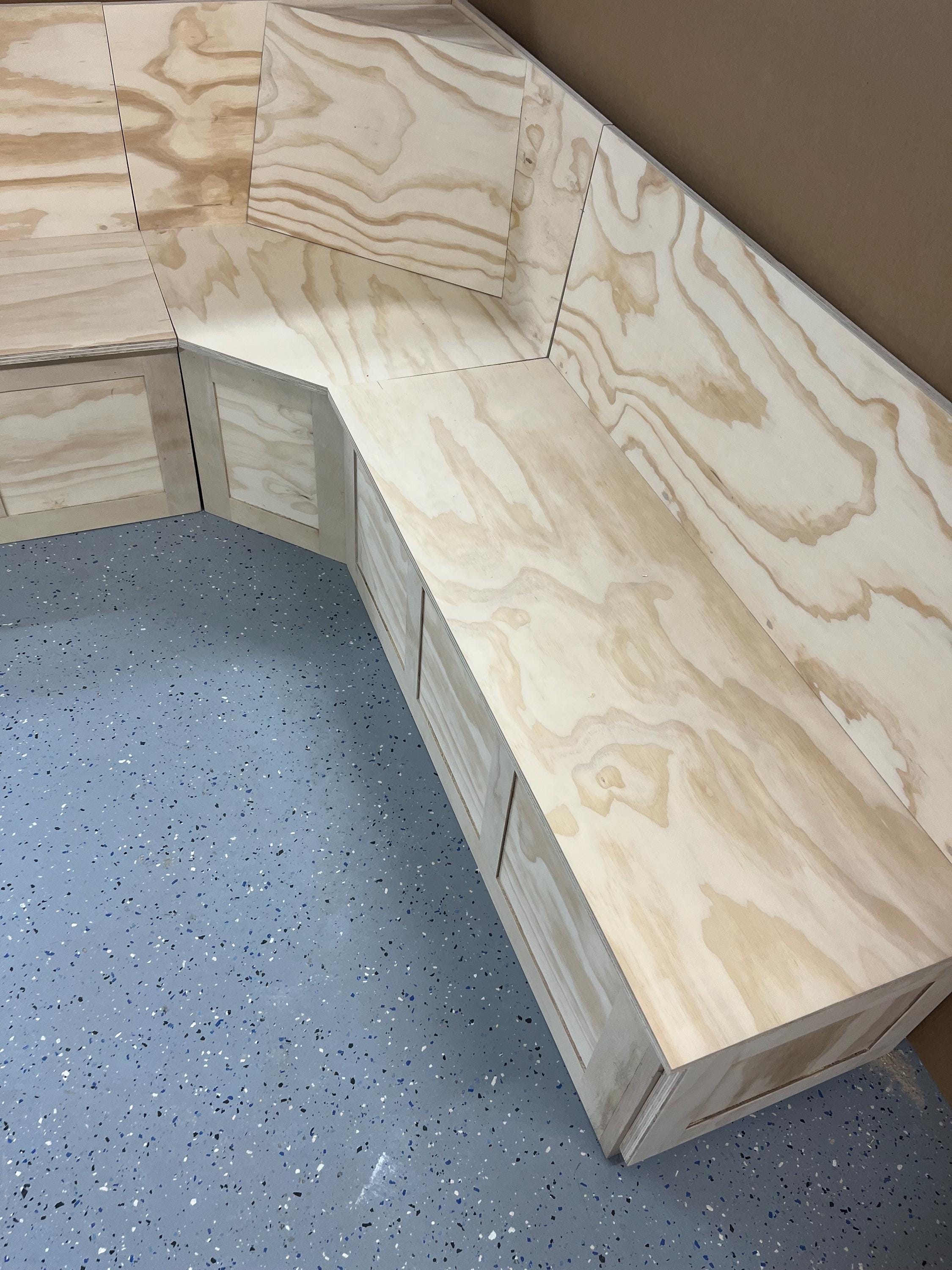 Angled Shaker Corner Bench With Storage Drawers: Kitchen Nook Seating ...