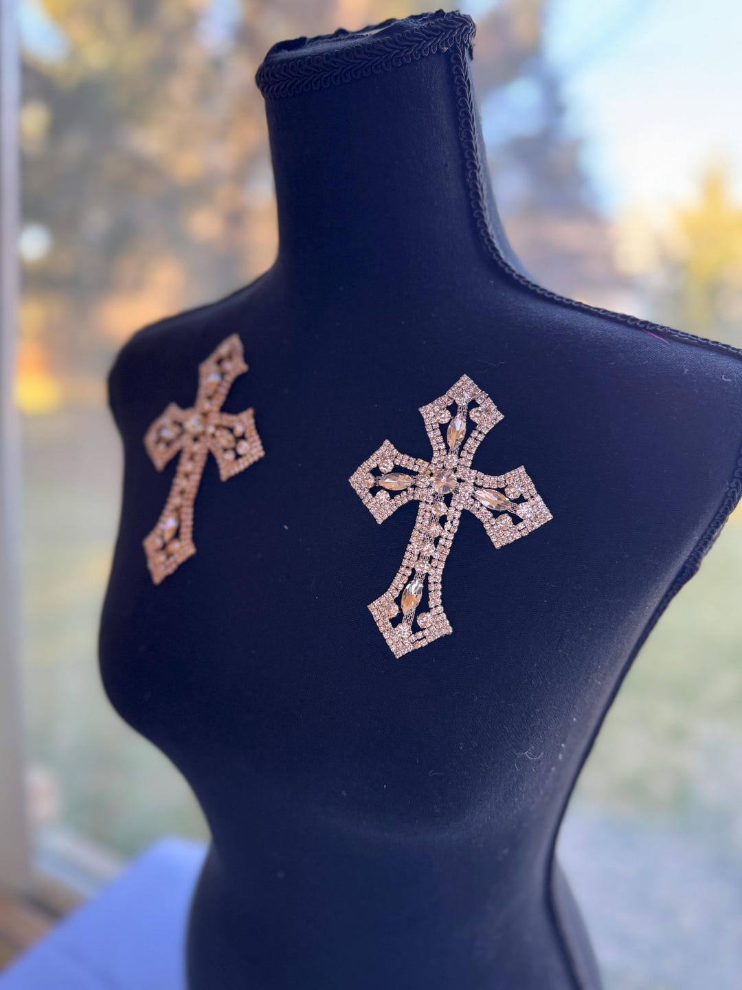 Rhinestone Cross Applique, Beaded Crystal for Wedding, Bridal, Craft ...
