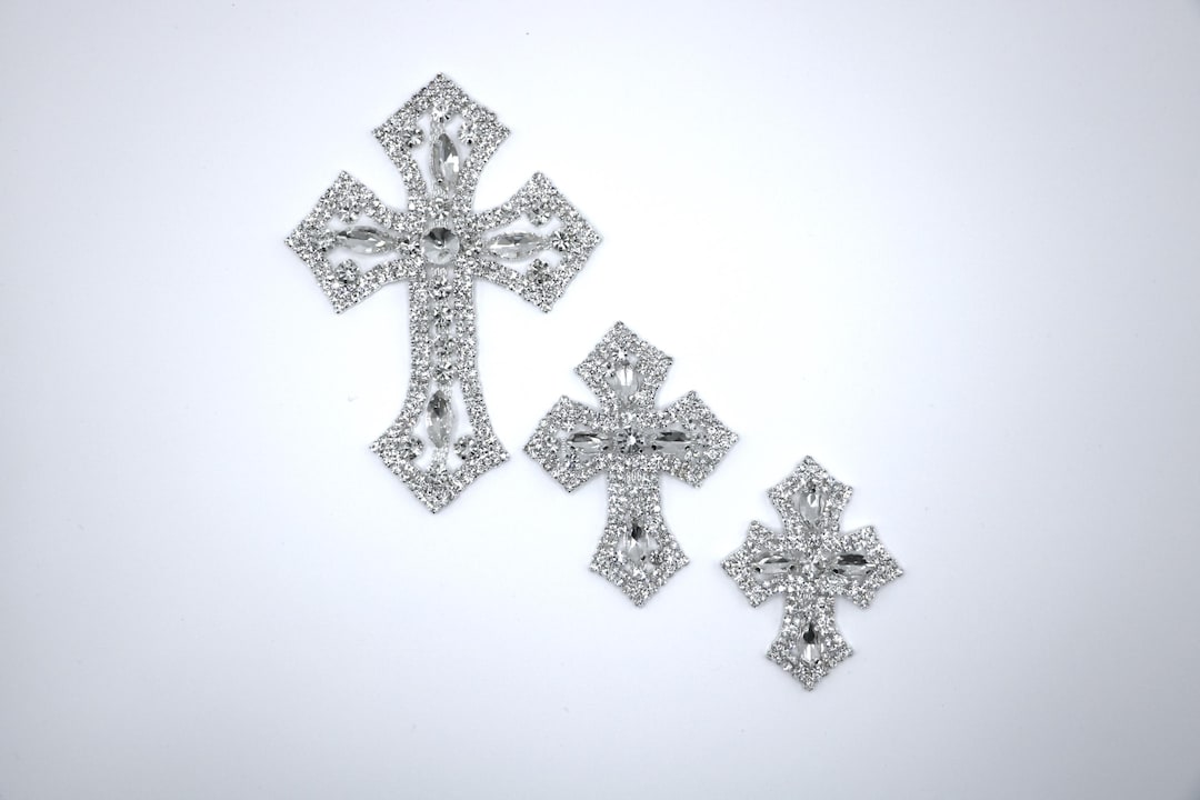 Rhinestone Cross Applique, Beaded Crystal for Wedding, Bridal, Craft ...