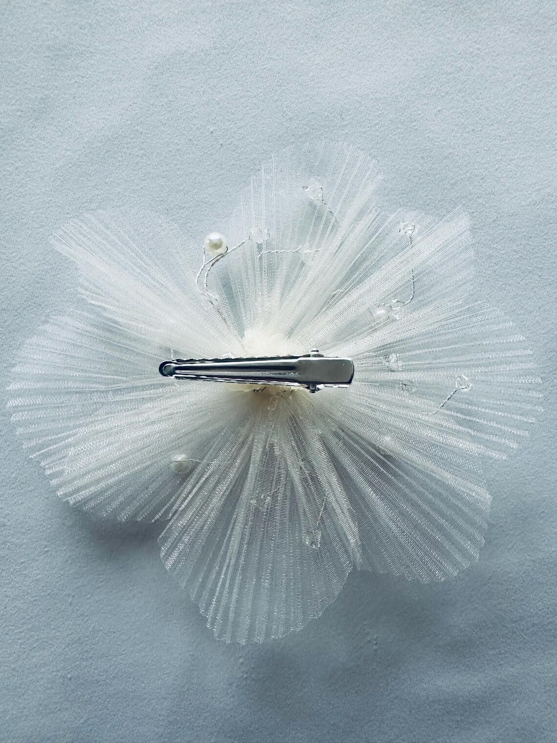 3D Net Flower Hair Clip and Accessory With Pearls and Beads - Single ...